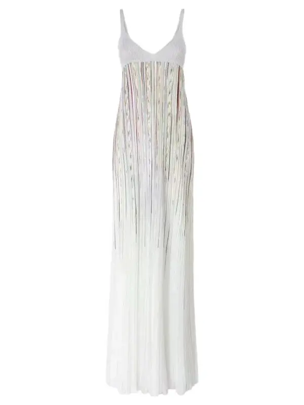 Missoni Sleeveless Flame-effect Lamé Gown - White