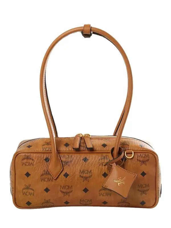 Mcm Aren Monogram Zip Shoulder Bag - Brown
