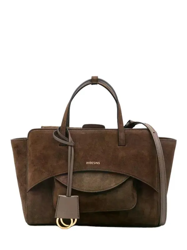 HIDESINS M Flap Suede Tote Bag - Brown
