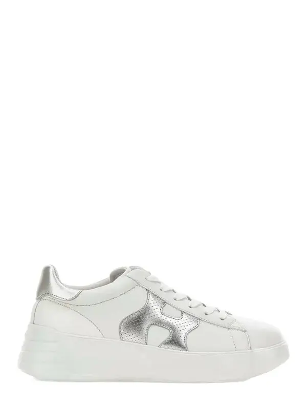 Hogan Rebel Perforated Silver Logo Trainers - White