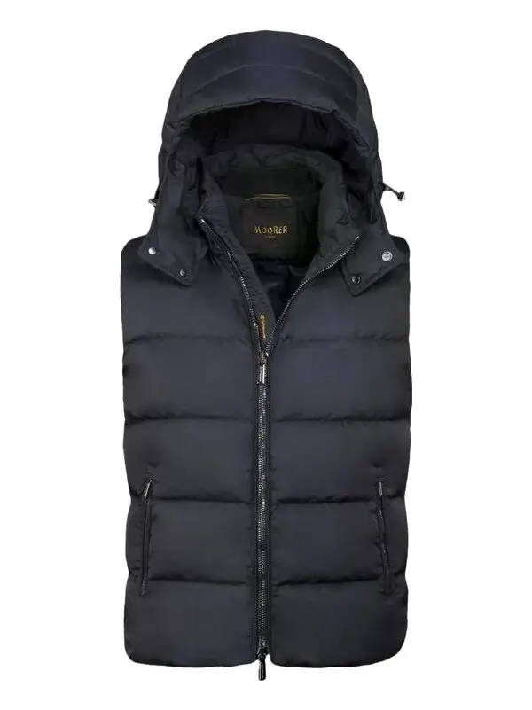 MOORER Quilted Gilet With Removable Hood - Blue