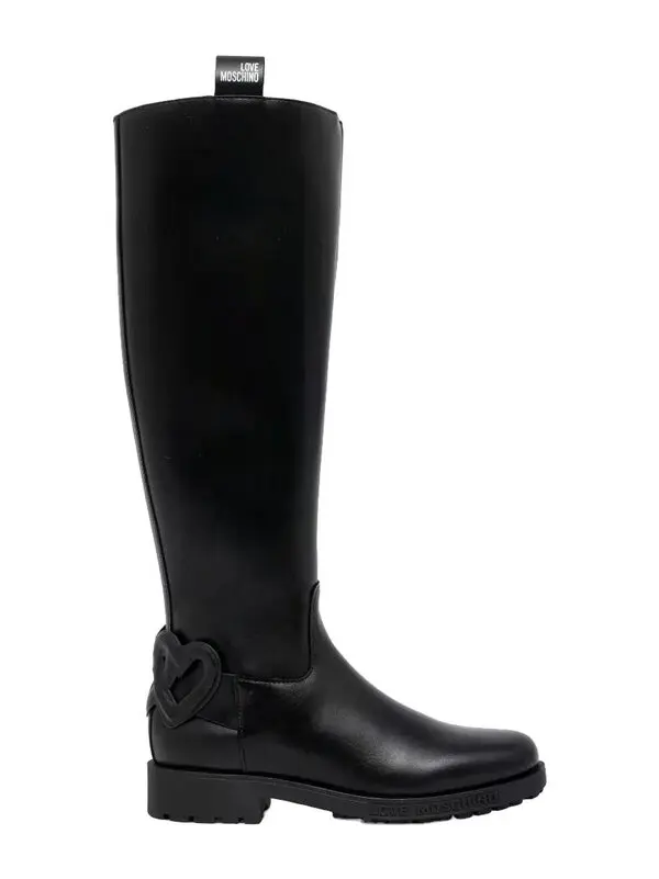 Moschino Heart-detail Knee-high Boots - Black