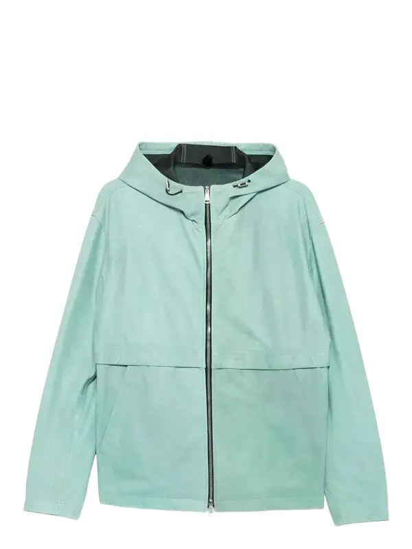 Tagliatore Hooded Leather Jacket - Green
