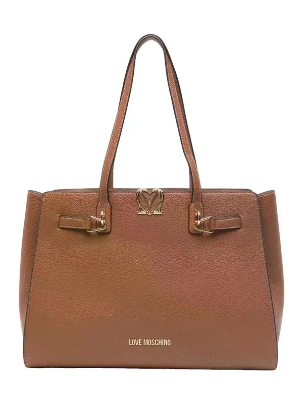 Moschino Buckle Logo Tote Bag - Brown