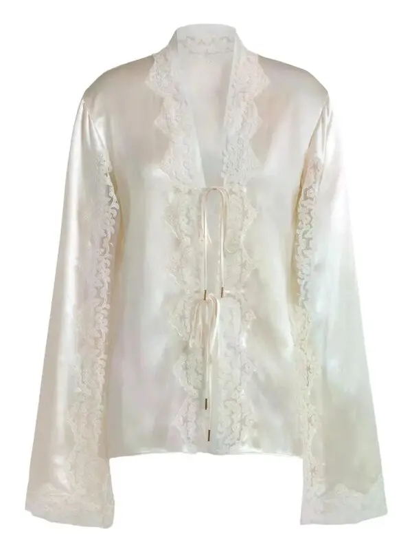 Alberta Ferretti Lace V-neck Blouse - White
