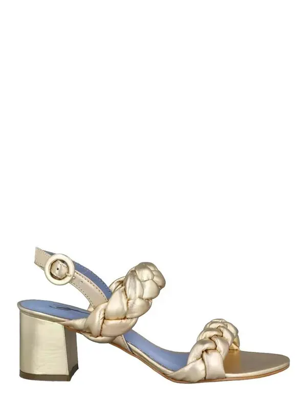 BIRD&CO Braided Block Heel Sandals - Gold