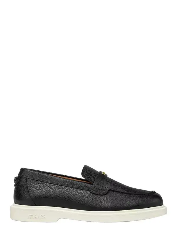 Versace Medusa Plaque Round Toe Loafers - Black