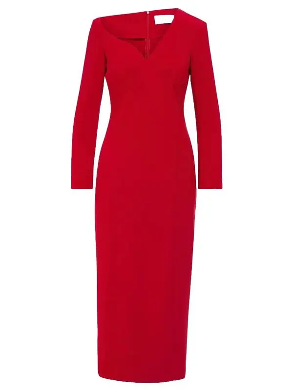 Florence & Fortitude V-neck Long-sleeve Midi Dress - Red