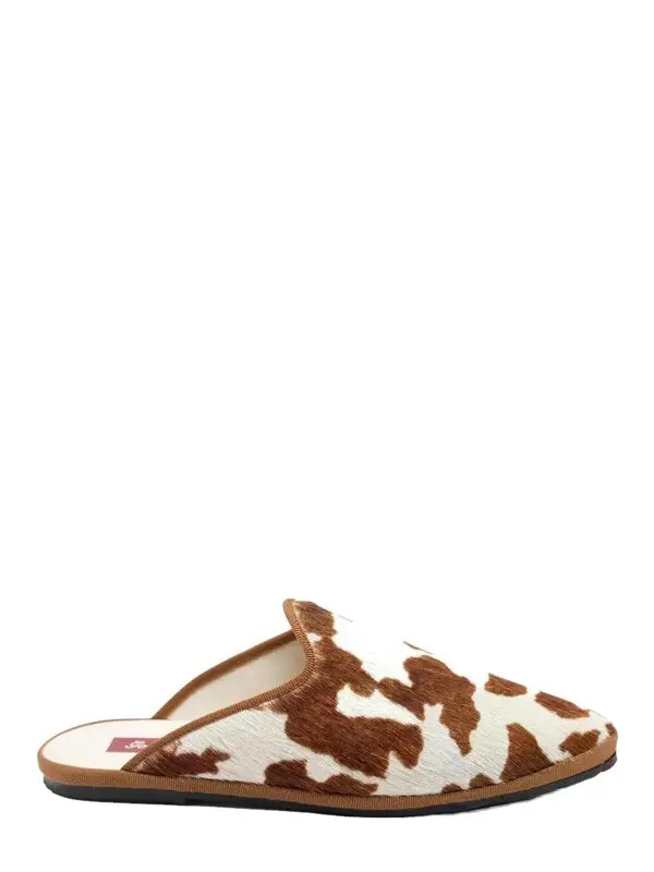 GONDOLINA Cow-print Mules - White