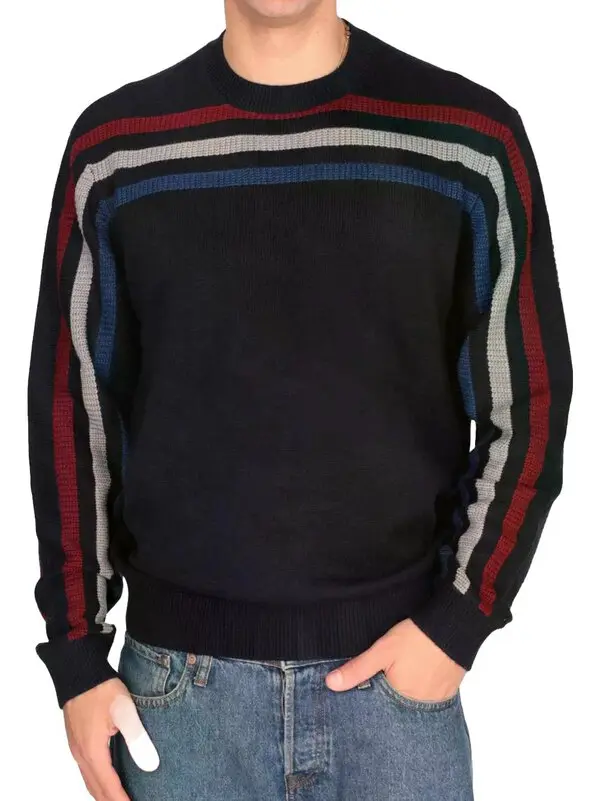 Armani Exchange Striped Crew Neck Sweater - Blue