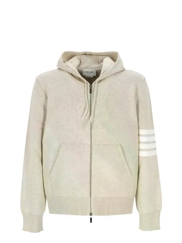 Thom Browne Hooded Stripe Cotton Sweater - Neutrals