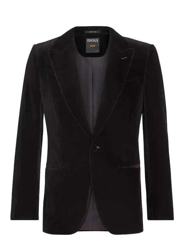 Zegna Cotton Buttoned Blazer - Black