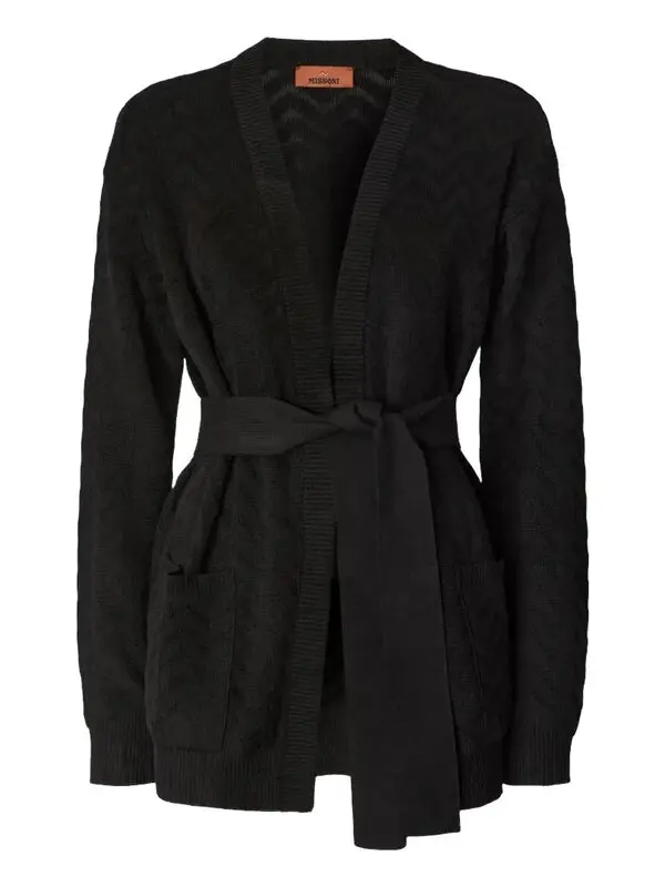 Missoni Chevron Knit Belted Cardigan - Black
