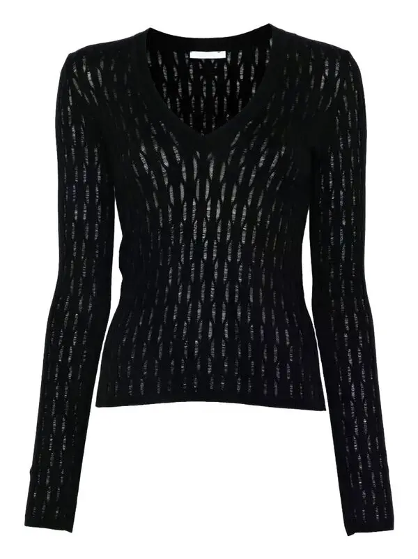 Patrizia Pepe V-neck Jacquard Sweater - Black