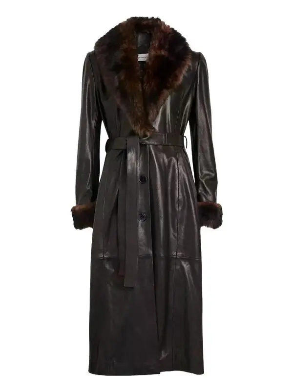 Nour Hammour Baez Fur-trim Belted Coat - Black