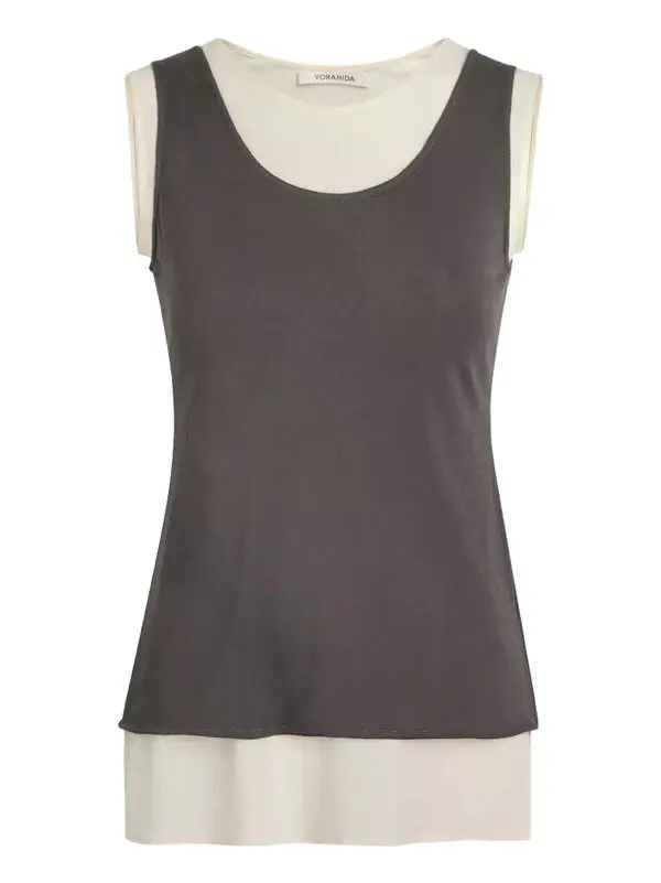 VORANIDA Layered Cotton Tank Top - Brown
