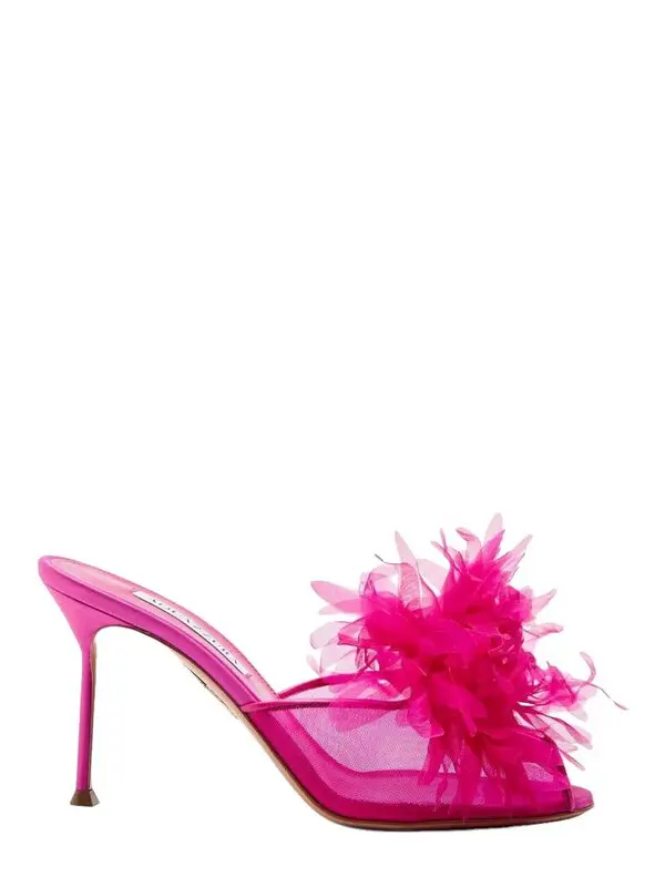 AQUAZZURA Poeme Flower-appliqué Open Toe Sandals - Pink
