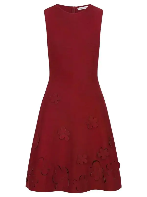 Oscar De La Renta Laser-cut Floral Knit Dress - Red
