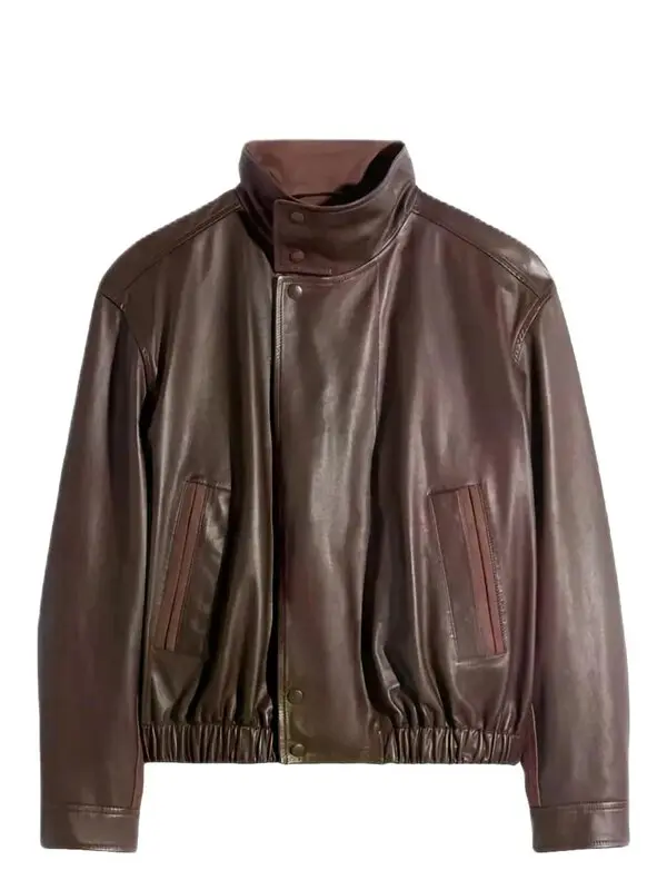 LEMAIRE Leather Bomber Jacket - Brown