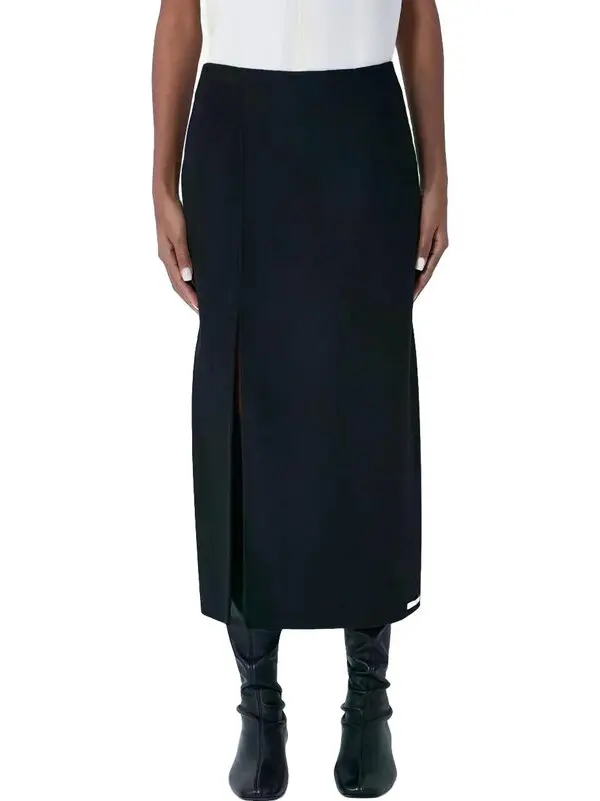 Sportmax Slit Midi Skirt - Black