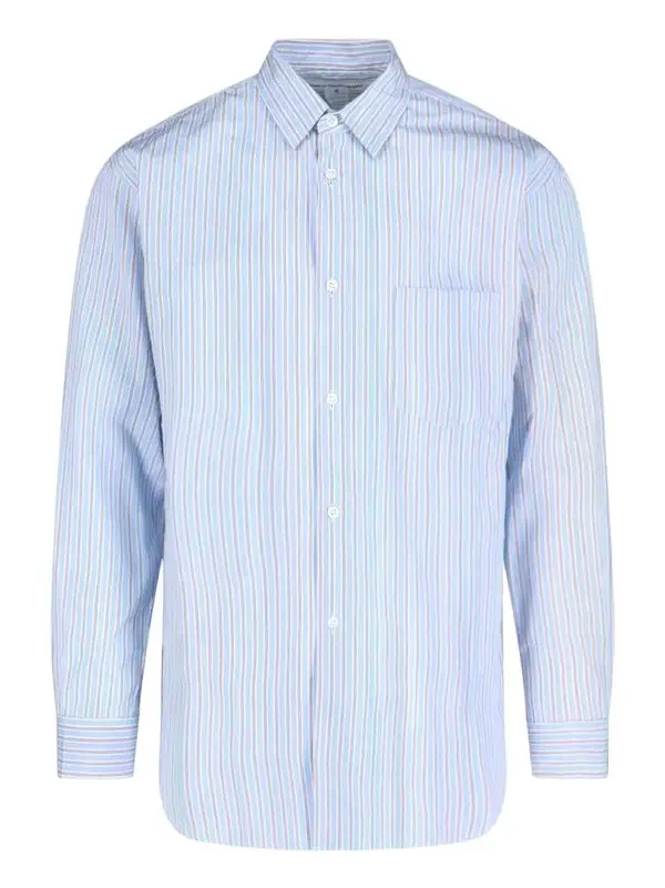 Comme Des Garçons Striped Pocket Shirt - Blue