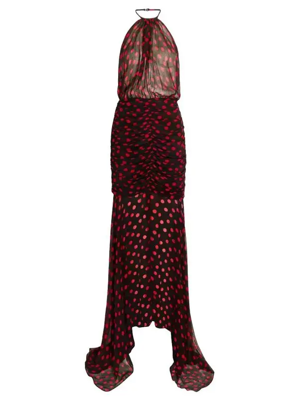 Ronny Kobo Lovisa Halterneck Polka Dot Midi Dress - Black