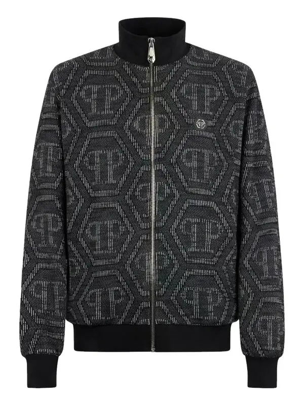 Philipp Plein Monogram-jacquard Tracksuit Jacket - Grey