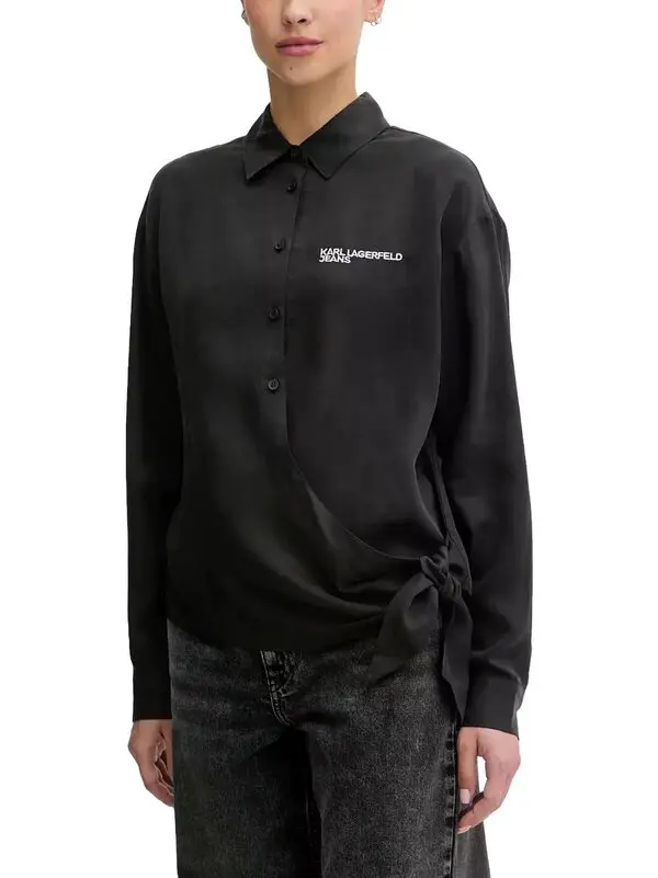 Karl Lagerfeld Side-tie Logo Shirt - Black
