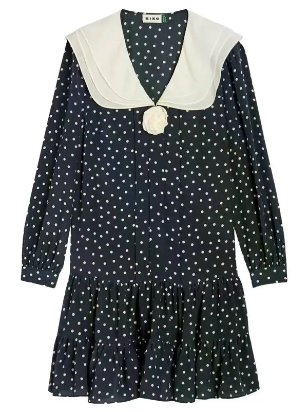 Rixo Valetta Polka-dot Mini Dress - Blue