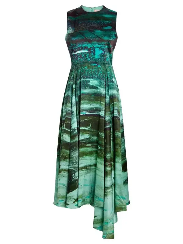 ROKSANDA Tera Asymmetric Printed Midi Dress - Green