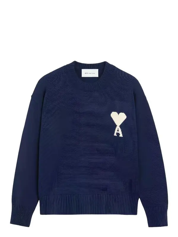 Ami Heart-embroidered Sweater - Blue
