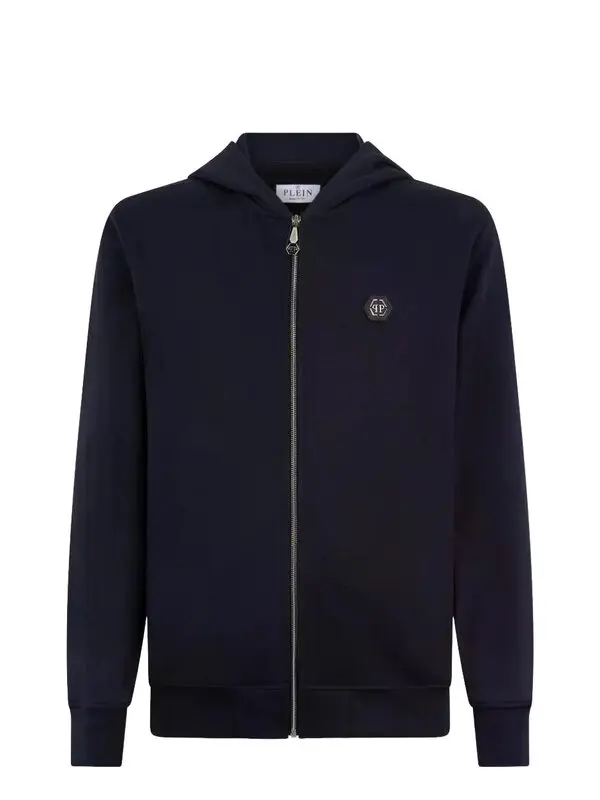 Philipp Plein Logo Plaque Zip Hoodie - Blue