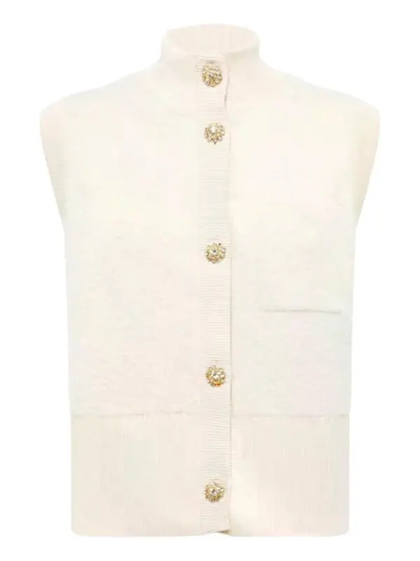 BLUGIRL Button-embellished Knit Vest - Neutrals