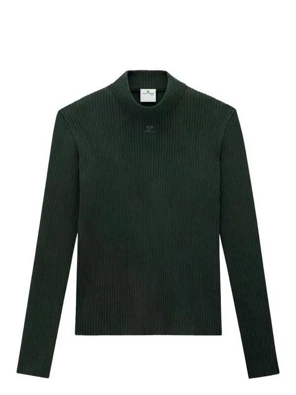 COURREGES Re-edition Rib-knit Mock-neck Sweater - Green