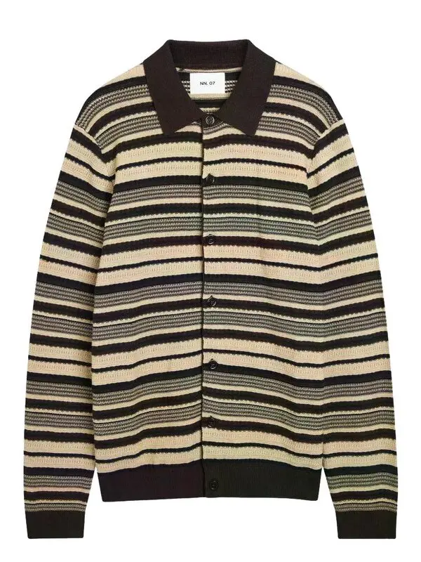 Nn07 Nolan Striped Button-up Cardigan - Neutrals