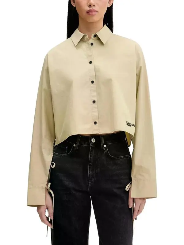 Karl Lagerfeld Tie-detail Cropped Shirt - Neutrals