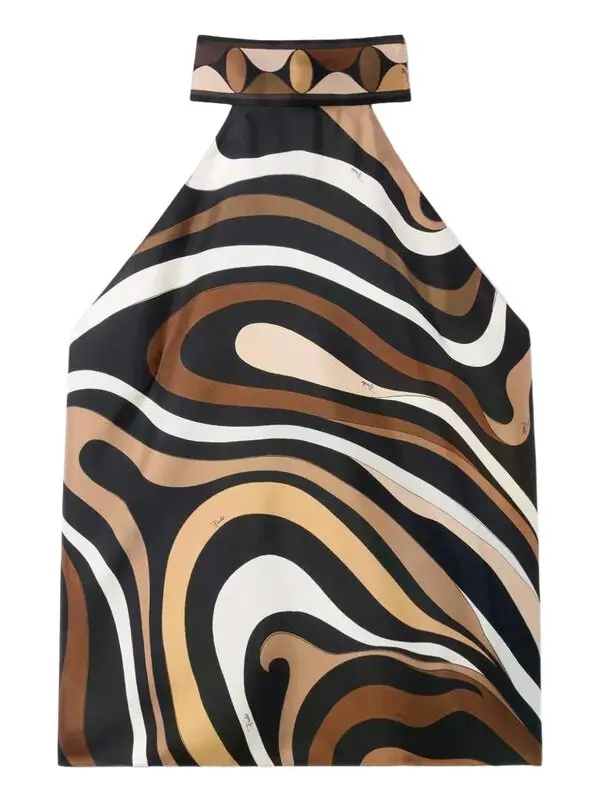 Emilio Pucci Marmo-print Halterneck Top - Black
