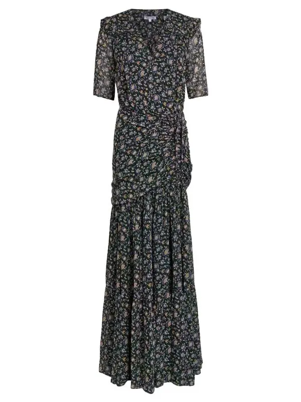 Veronica Beard Floral-print Maxi Dress With Ruffled Details - Green