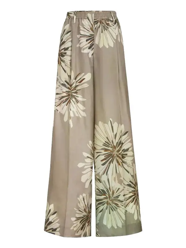 Brunello Cucinelli Bloom-print Palazzo Pants - Neutrals