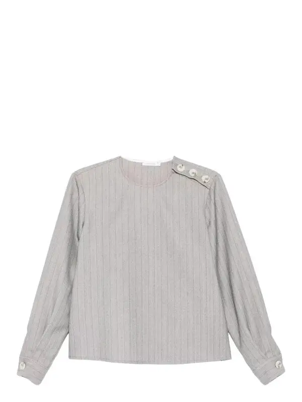 Patrizia Pepe Pinstripe Button Blouse - Grey
