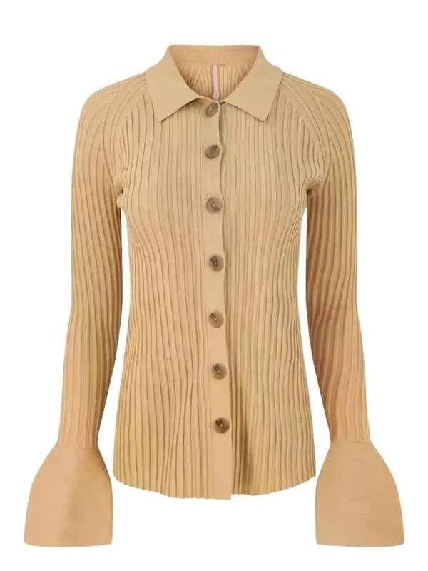 Alexis Olena Ribbed-knit Cardigan - Brown