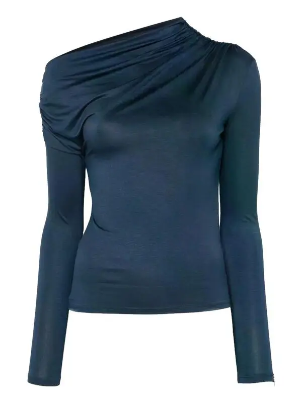Patrizia Pepe Long-sleeve Draped Top - Blue
