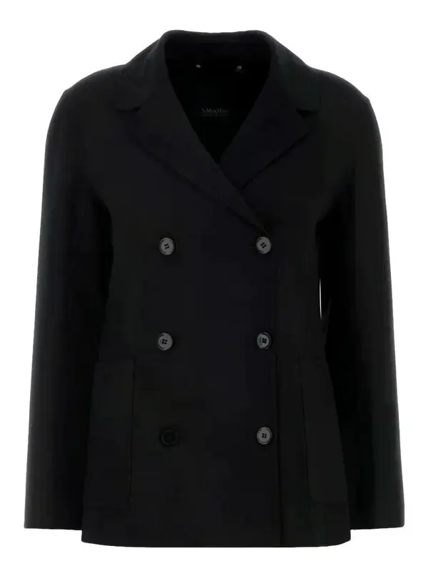 Max Mara Double-breasted Virgin Wool Blazer - Black
