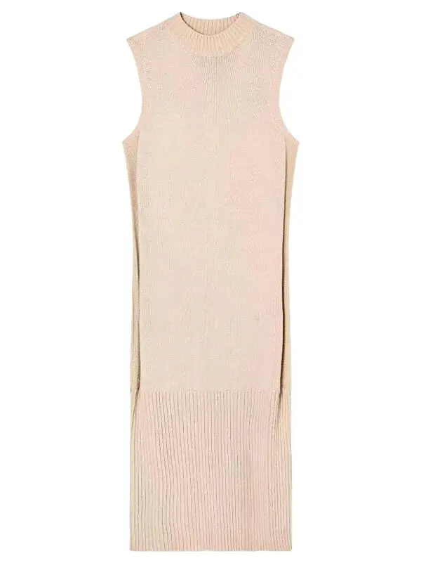 Armani Exchange Sleeveless Ribbed Midi Dress - Neutrals