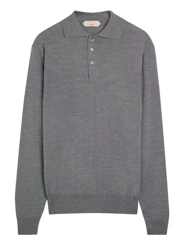 AURELIEN Long-sleeve Polo Sweater - Grey