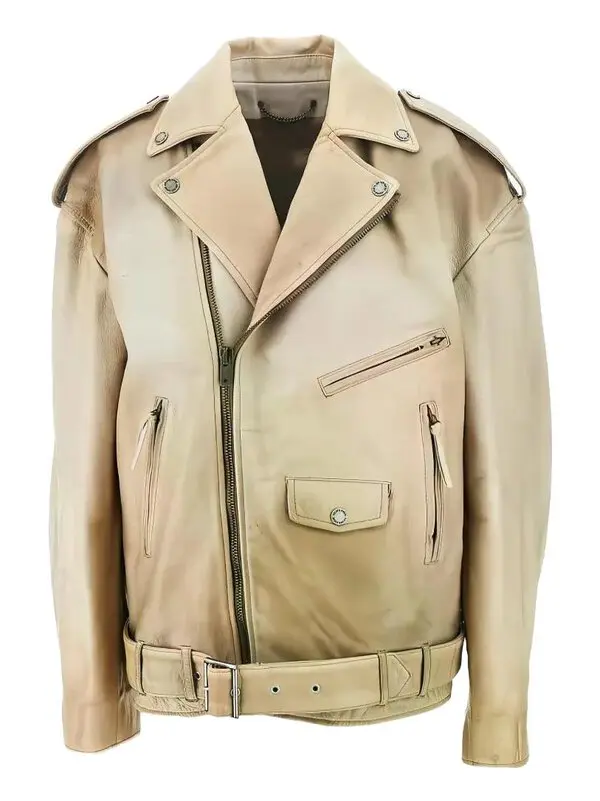 GOLDEN GOOSE Zip-fastening Leather Jacket - Neutrals
