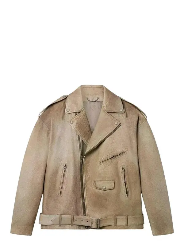 GOLDEN GOOSE Zip-fastening Leather Jacket - Neutrals
