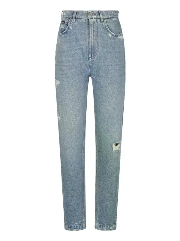 Dolce & Gabbana Distressed Straight Leg Jeans - Blue