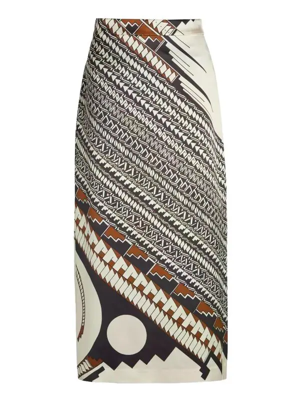 HEIRLOME Lexi Geometric Print Midi Skirt - Neutrals