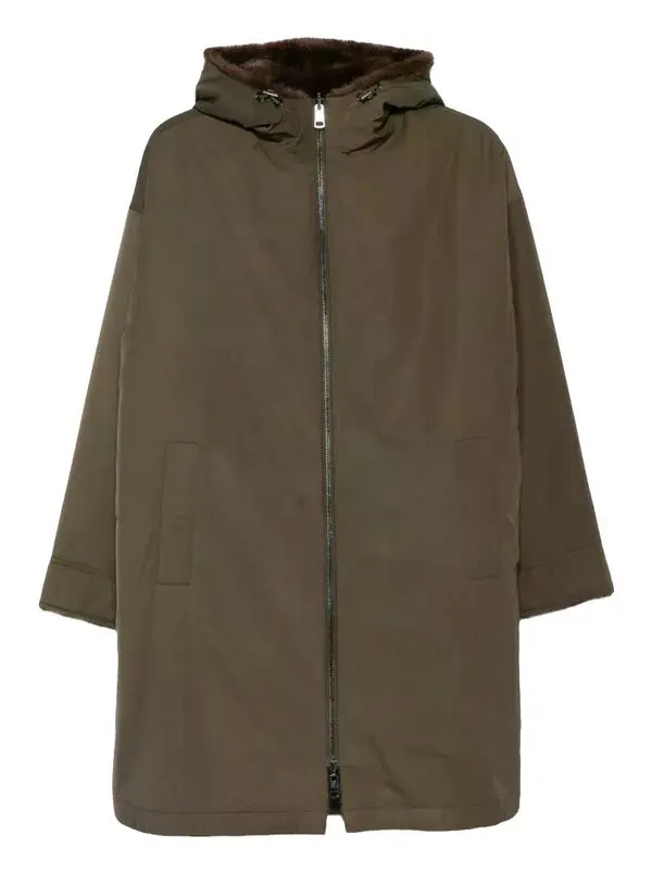 LOU ANDREA Hooded Zip-fastening Coat - Green